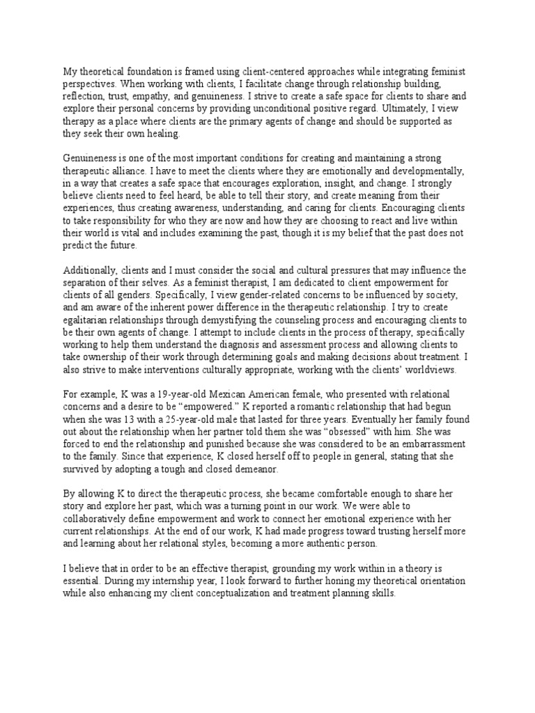 Theoretical Orientation 102714 | PDF | Psychotherapy | Cognitive Science