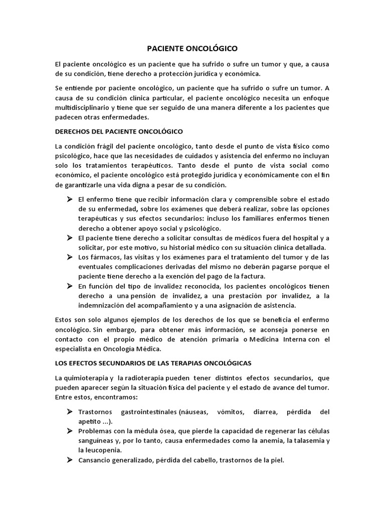 Paciente Oncológico | PDF | Cuidados paliativos | Ansiedad