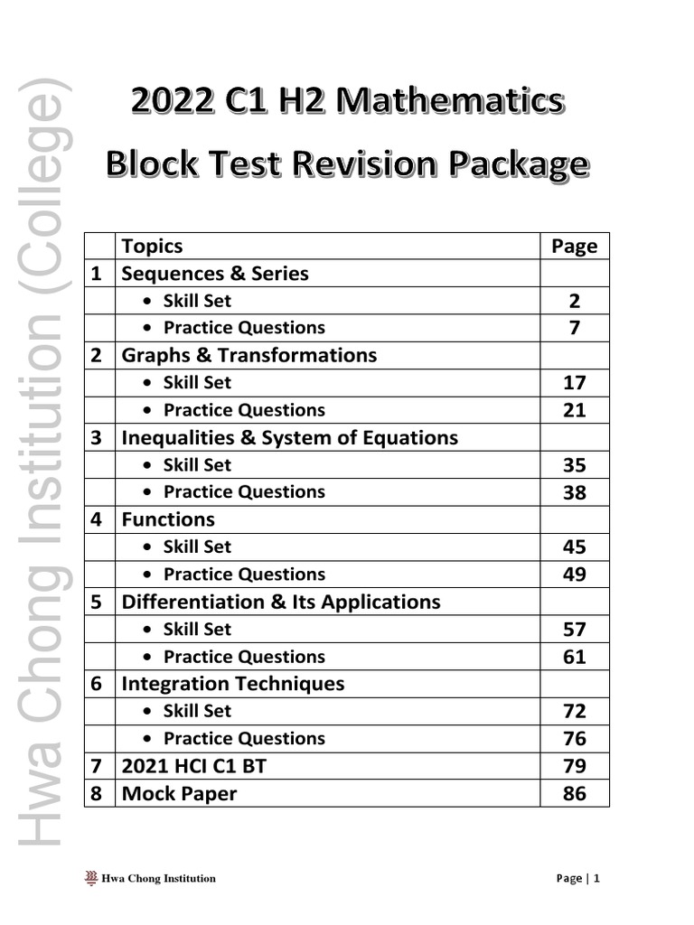 2022 C1 Block Test Revision Package Compiled Questions | PDF ...