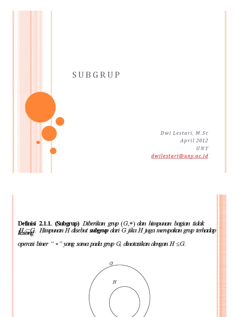 Definisi dan Teorema Subgrup | PDF