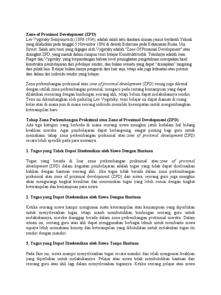 Zone of Proximal Development | PDF