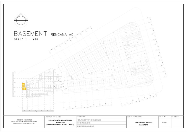 SCALE 1: 400: Denah Rencana Ac Basement Perancangan Bangunan Mixed Use ...