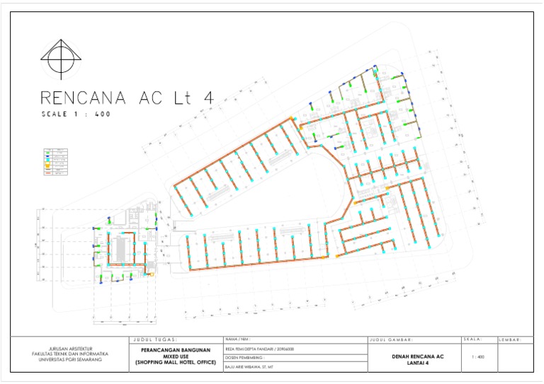 SCALE 1: 400: Denah Rencana Ac Lantai 4 Perancangan Bangunan Mixed Use ...