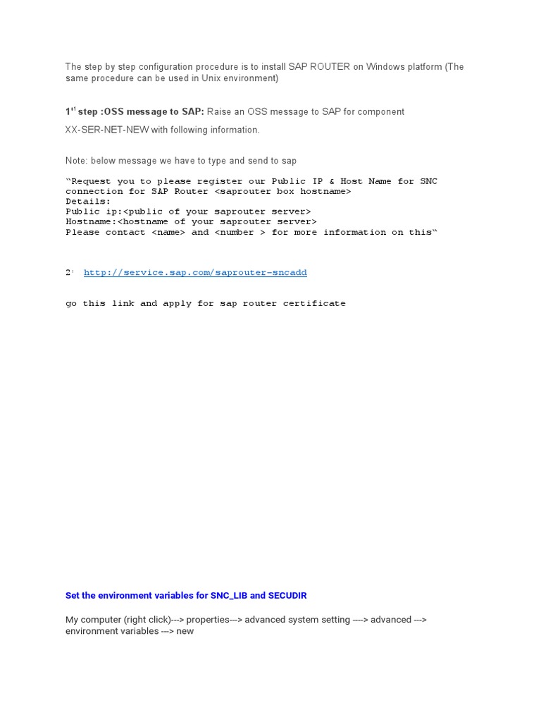 The Step by Step Configuration Procedure Is To Install SAP ROUTER On ...