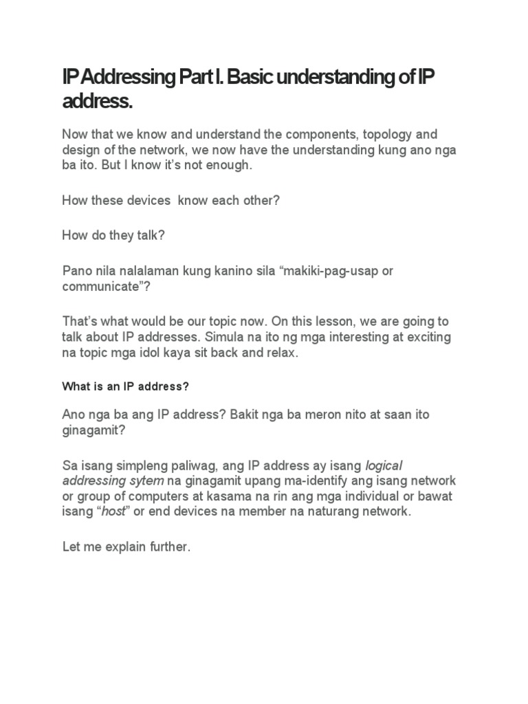 IP Addressing Part I | PDF IP Addressing Part I | PDF