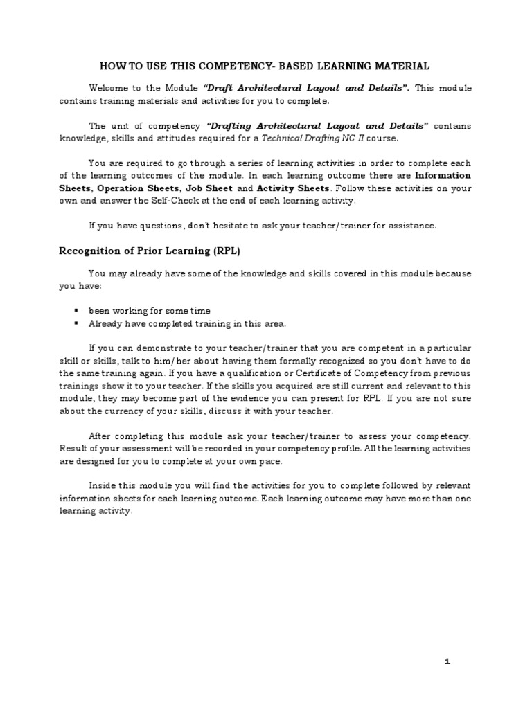 Core Competency 1 - Draft Architectural Layout and Details | PDF ...