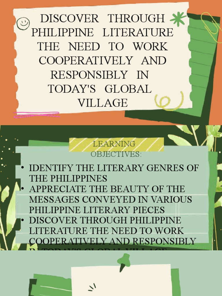 Discover Through Philippine Literature The Need To Work Cooperatively ...