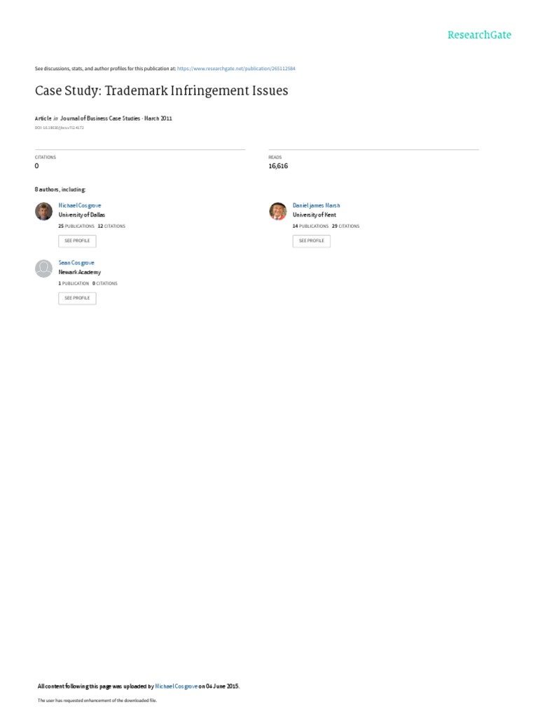 Case Study Trademark Infringement Issues | PDF | Trademark | World ...