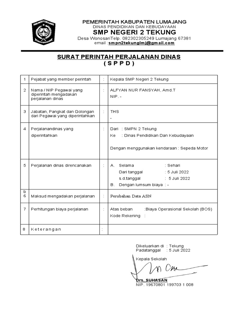Aplikasi SPPD, Surat Tugas, Laporan Perjalan Dinas | PDF
