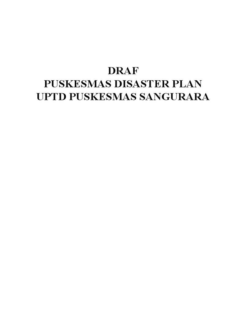 Draf Puskesmas Disaster Plan | PDF