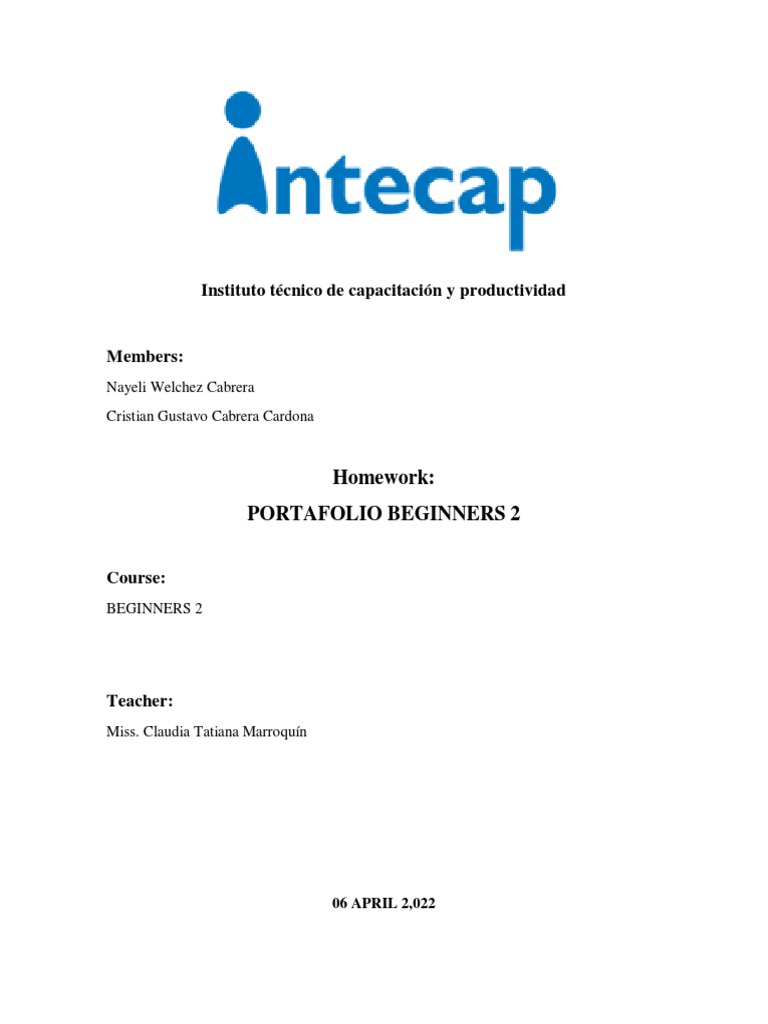 Portafolio Beginners 2 Cristian y Nayeli | PDF | Verb | Semantics