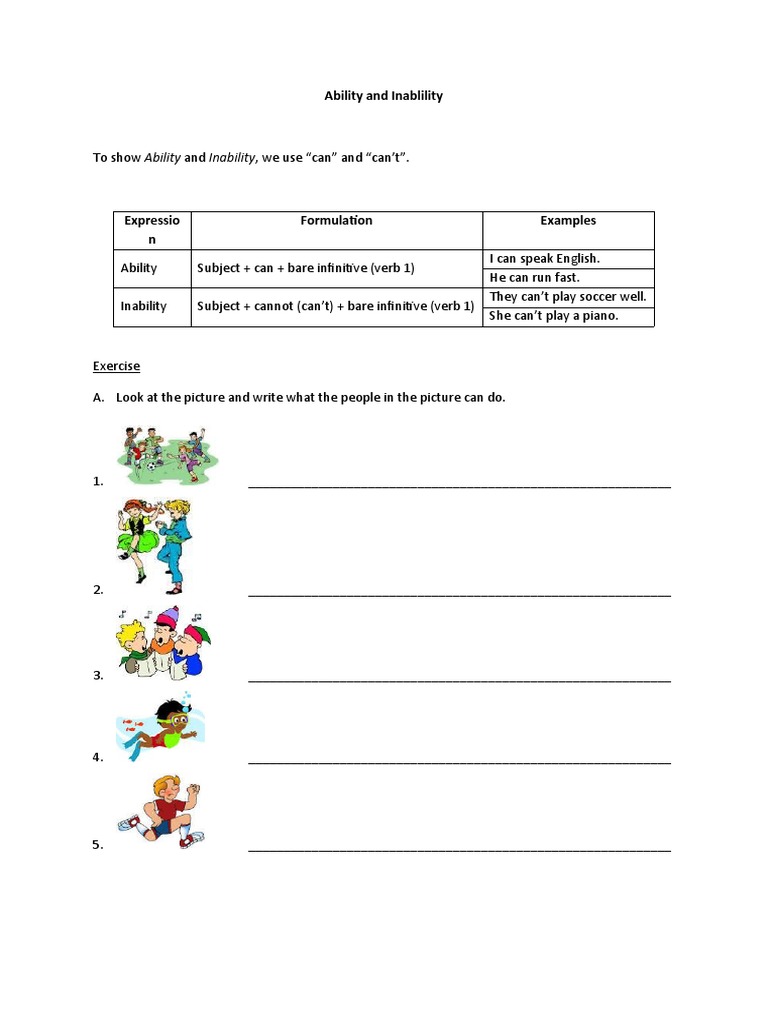 Expressing Ability and Inability Through the Use of Modal Verbs "Can ...