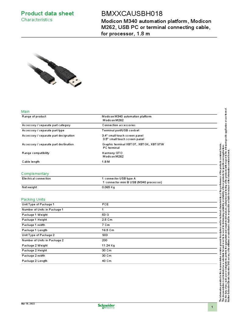 Bmxxcausbh018: Product Data Sheet | Download Free PDF | Usb | Electrical Connector