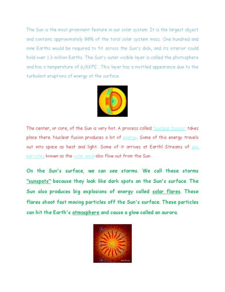 Learning Content - The Sun | PDF