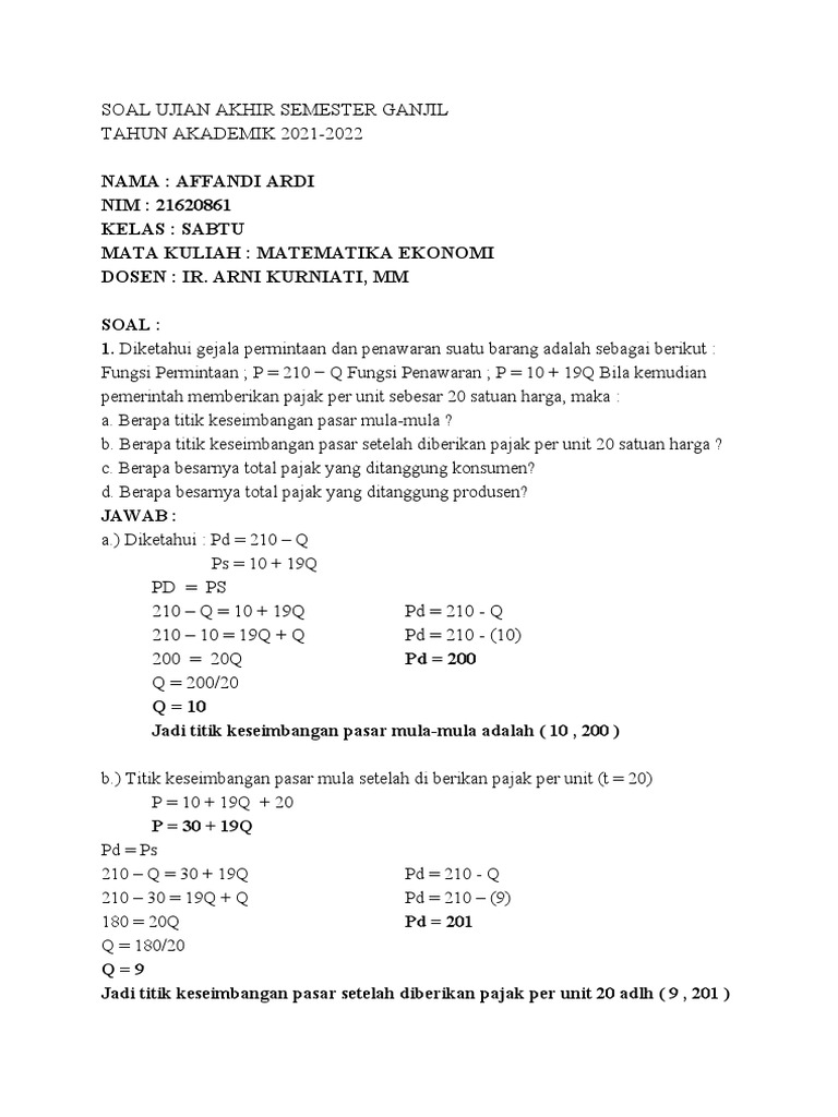 Affandi Ardi - UAS MTK Ekonomi | PDF
