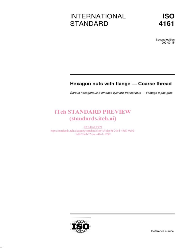 Iso 4161 1999 | PDF | Screw | International Organization For ...