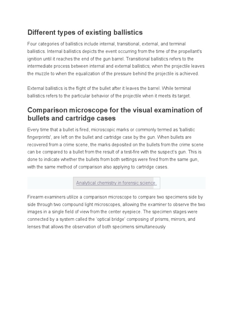 Comparison Microscope For The Visual Examination of Bullets and ...