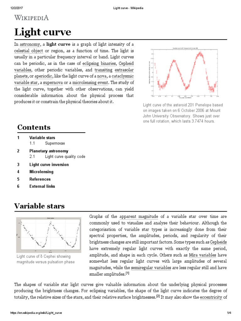 Light Curve - Wikipedia | PDF | Stars | Astronomy