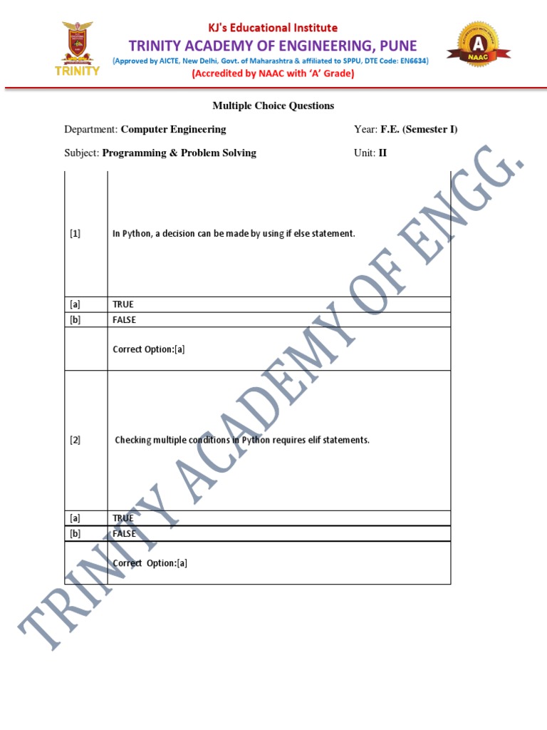 PPS MCQ Unit II | PDF | Control Flow | Computing PPS MCQ Unit II | PDF | Control Flow | Computing