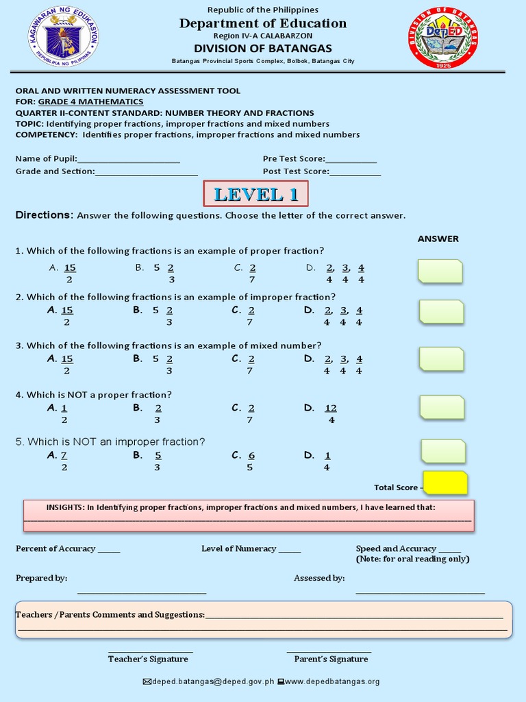 Worksheet Identifies Proper, Improper and Mixed Nubers | PDF ...