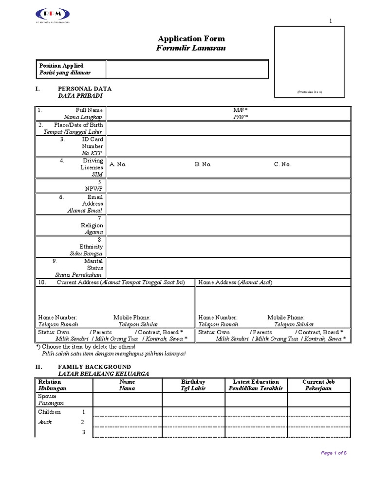 Applicant Form RPM | PDF