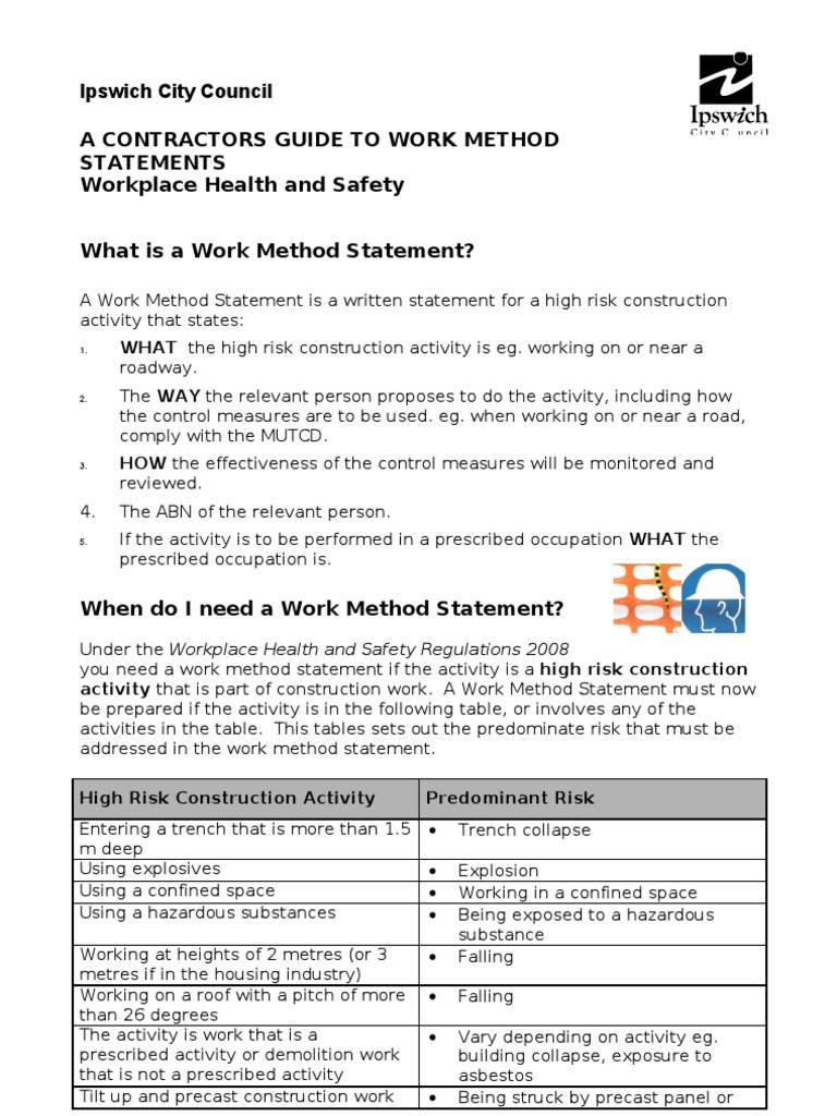 Contractor Guide to Work Method Statements | PDF
