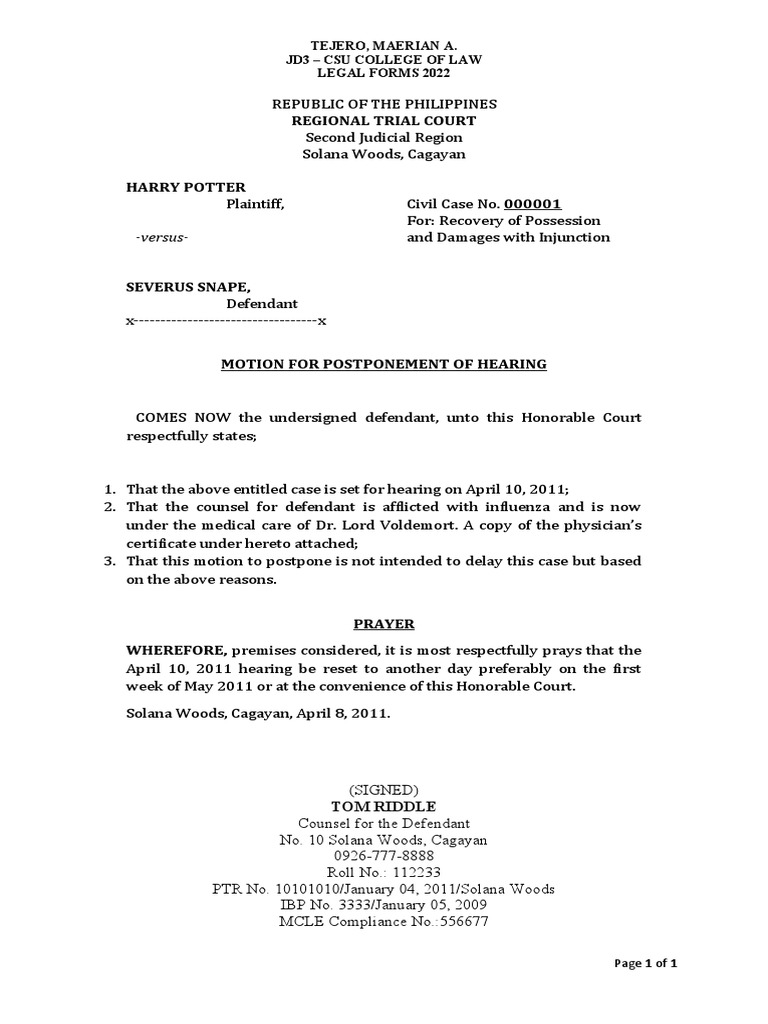 2-Motion-for-postponement-of-hearing | PDF