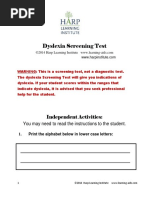 Dysgraphia Screening Checklist | PDF
