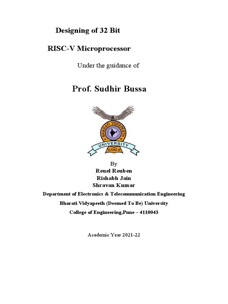 Prof. Sudhir Bussa: Designing of 32 Bit RISC-V Microprocessor | PDF | Central Processing Unit ...