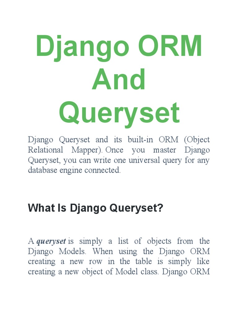 Django ORM and Queryset | Download Free PDF | Computer Data | Programming Paradigms