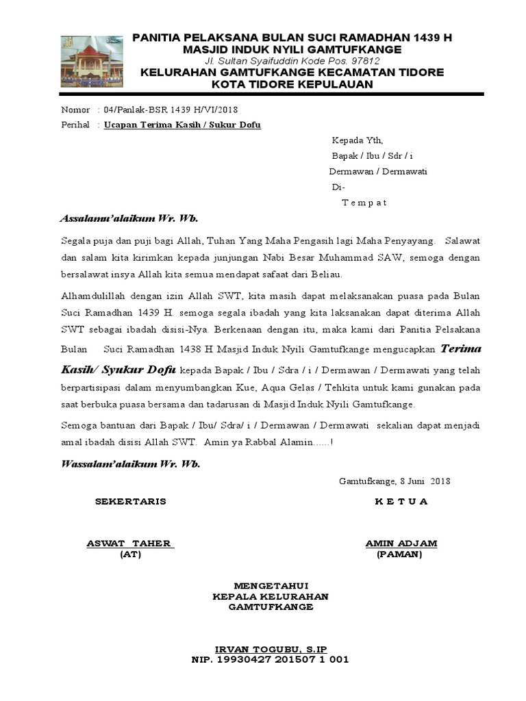 Panitia Ramdhan Mushola Nur Jannah | PDF
