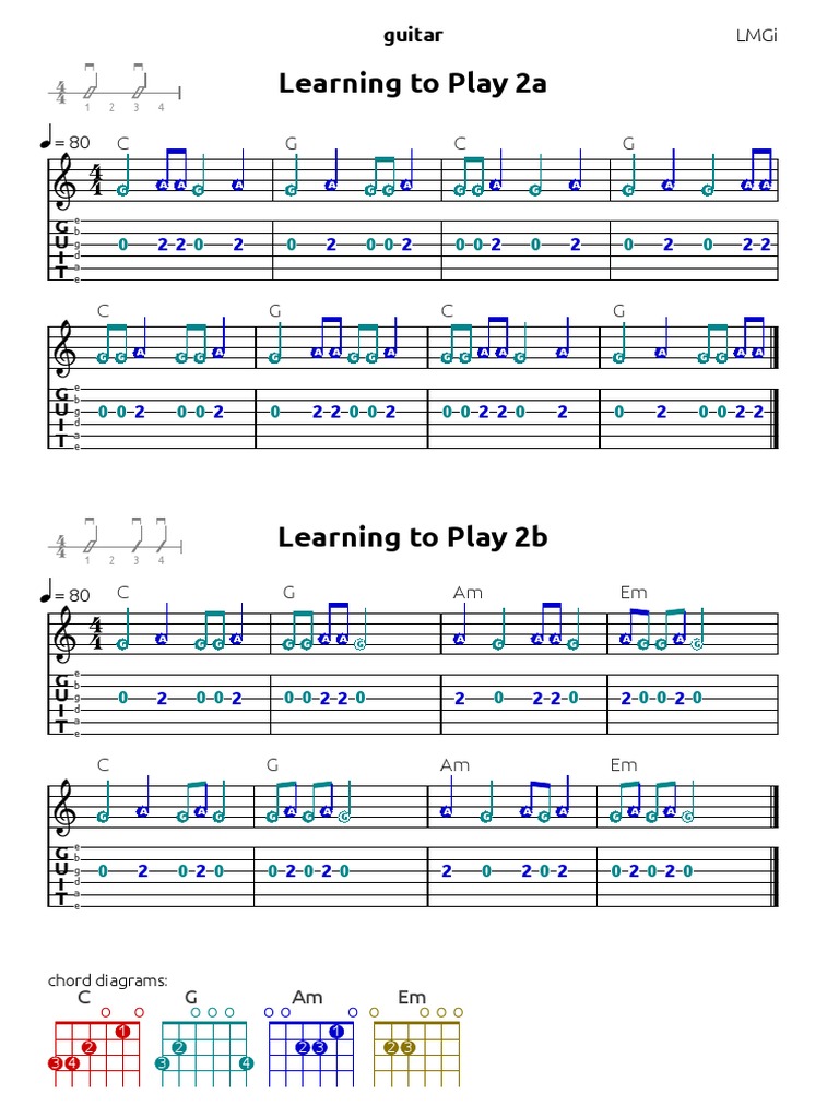 Guitar Chord Lessons for Beginners | PDF | Guitar Family Instruments ...