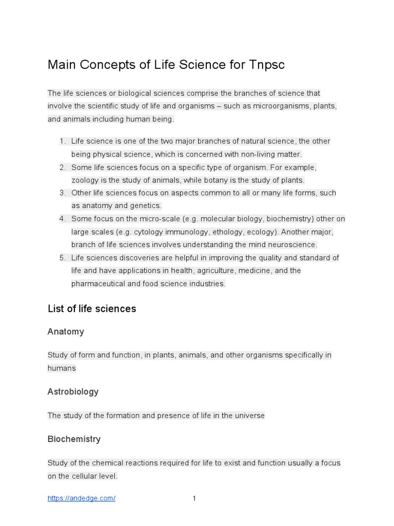 Main Concepts of Life Science | PDF | Cellular Respiration | Photosynthesis