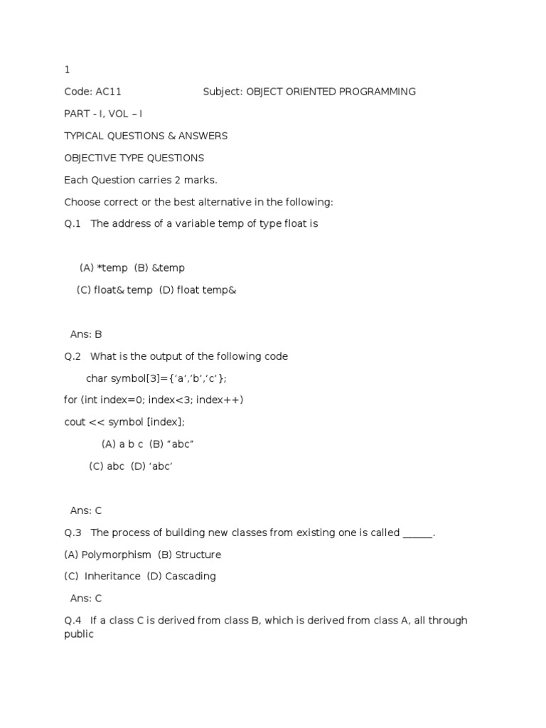 Oopsobjectiv Pdf C Programming Language Class Computer Programming