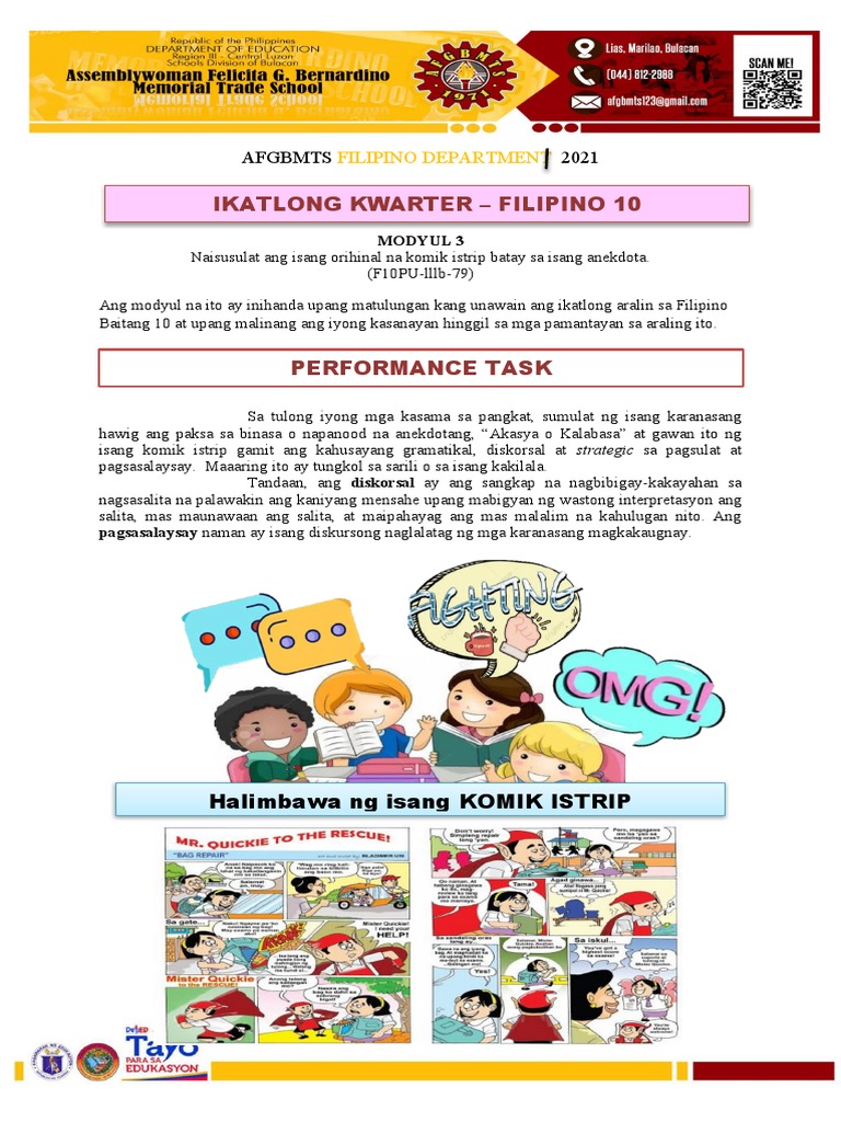 FILIPINO 10 - Q3 Performance Task 2 | PDF