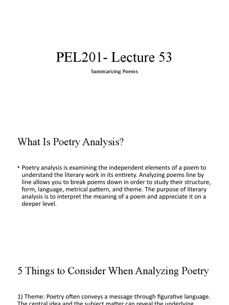 Analyzing and Summarizing Poetry | PDF | Poetry | Metre (Poetry)