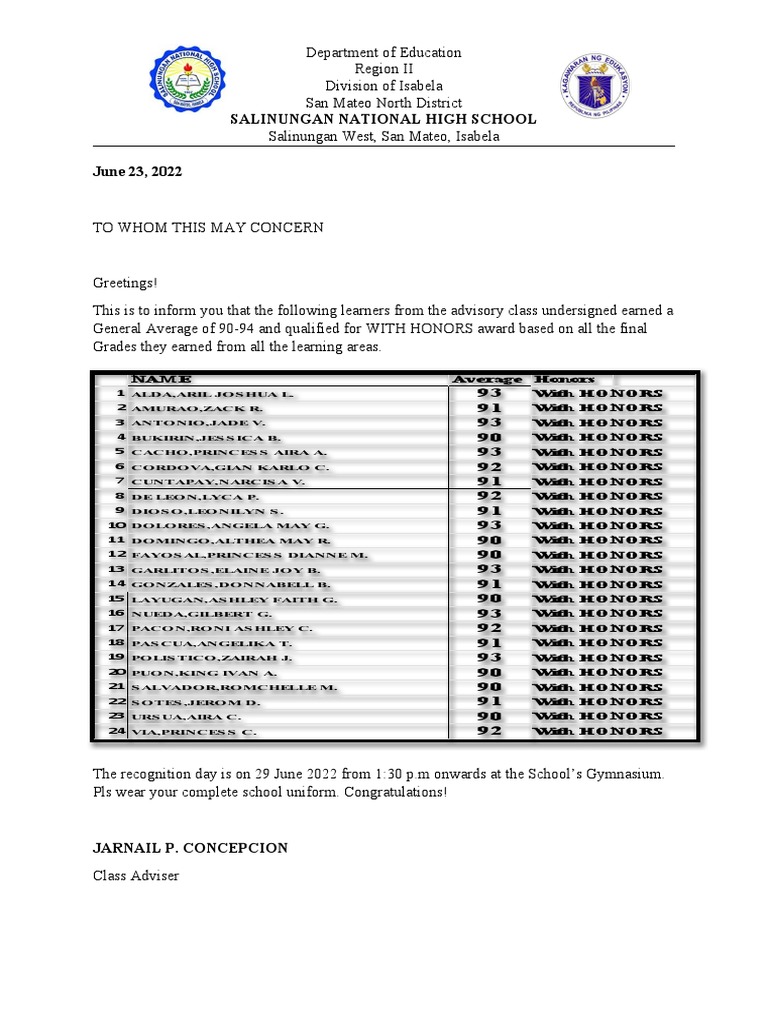 Letter Of Invitation For Recognition Pdf