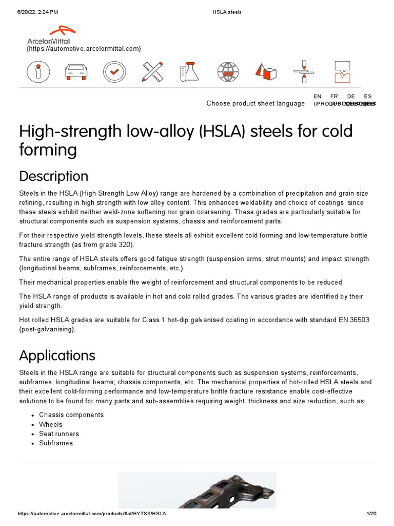 High-Strength Low-Alloy (HSLA) Steels For Cold Forming: Description ...