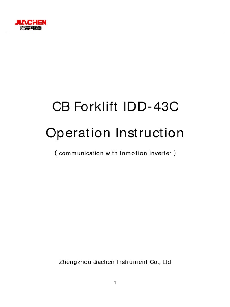 CB Forklift Operation Guide with Inmotion Inverter Communication | PDF ...
