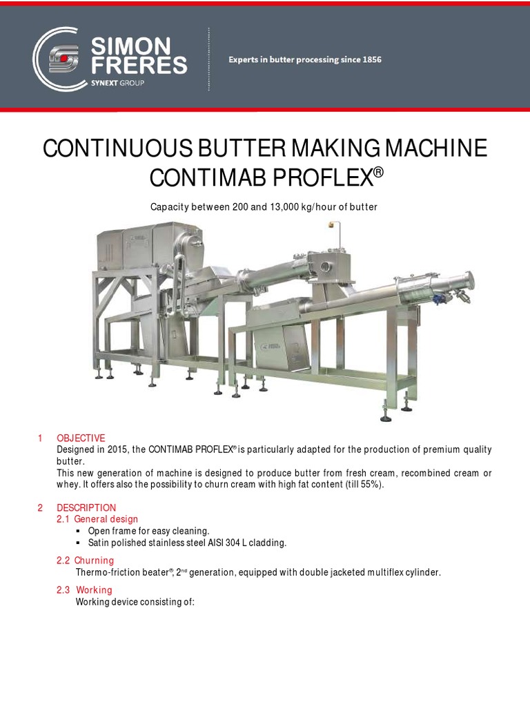 Continuous Butter Making Machine Contimab Proflex: Capacity Between 200 ...