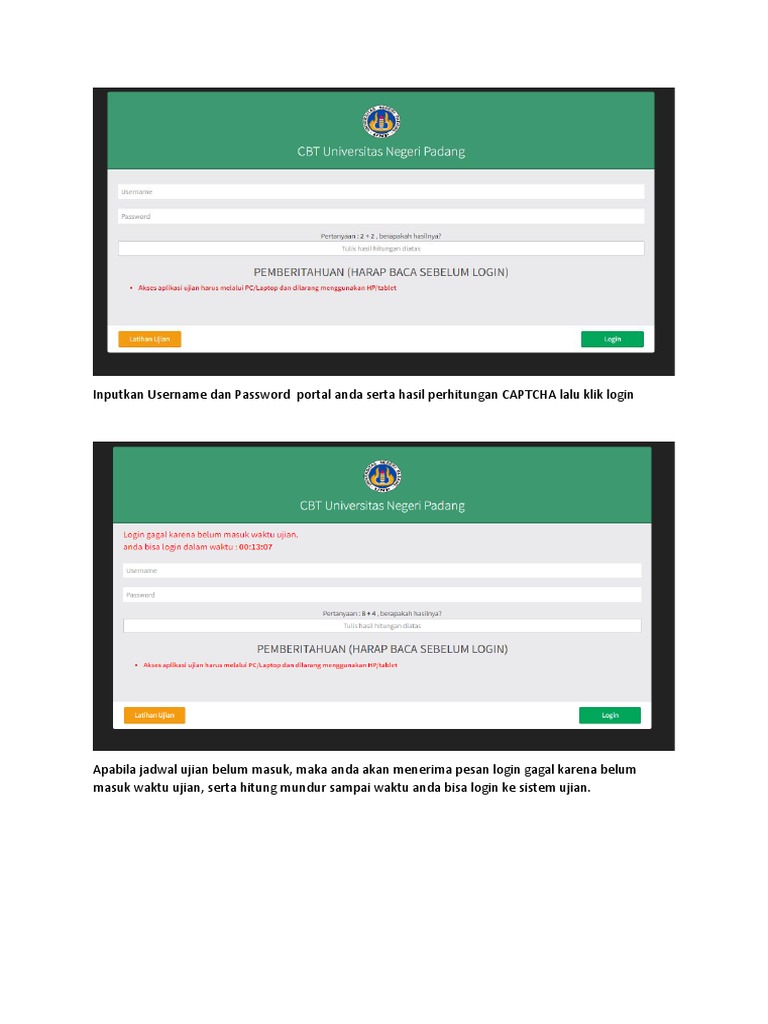Login Procedures and Navigation for Online Exams | PDF