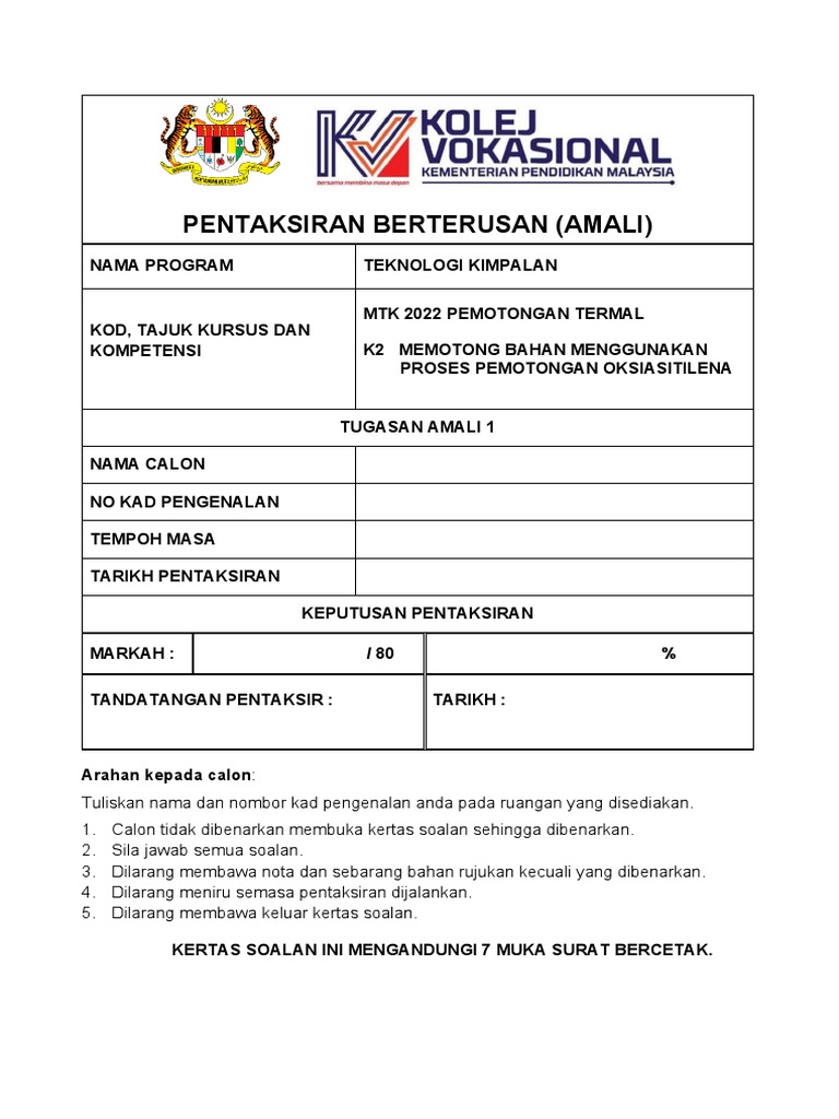 MTK2022 Amali 1 | PDF