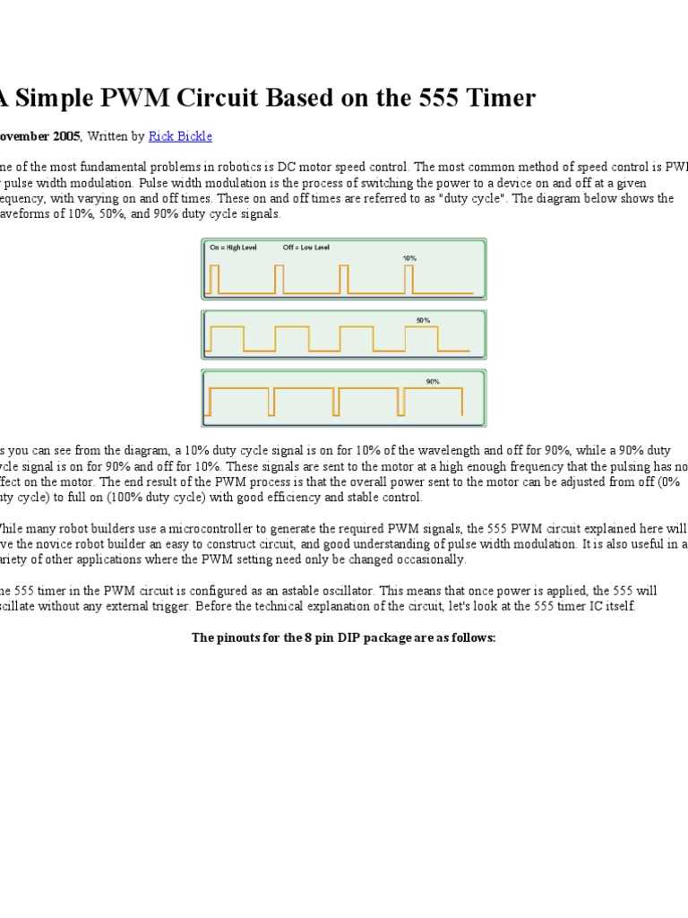 A Simple PWM Circuit Based On The 555 Timer | PDF | Field Effect ...