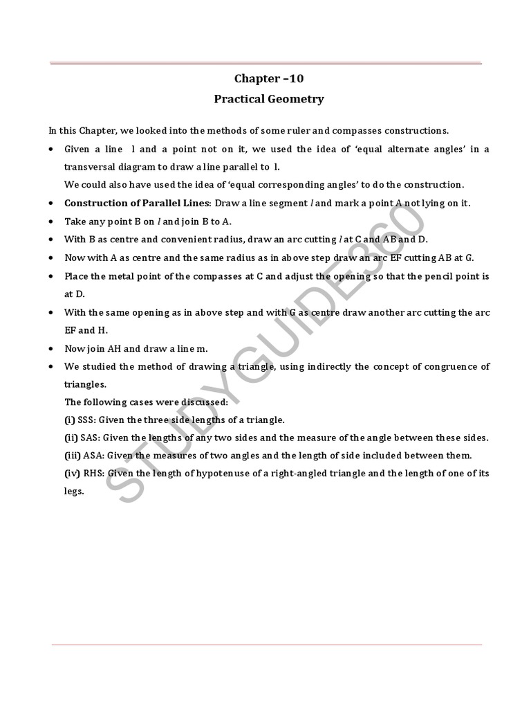 Studyguide360: Chapter - 10 Practical Geometry | PDF | Teaching Methods & Materials