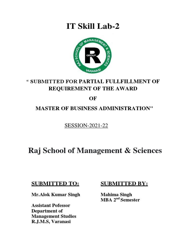 IT Skill Lab-2: Raj School of Management & Sciences | PDF | Microsoft ...
