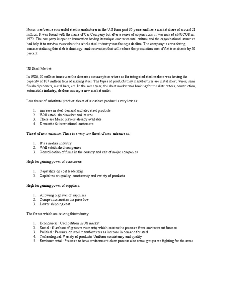 Nucor | PDF | Science & Mathematics | Technology & Engineering