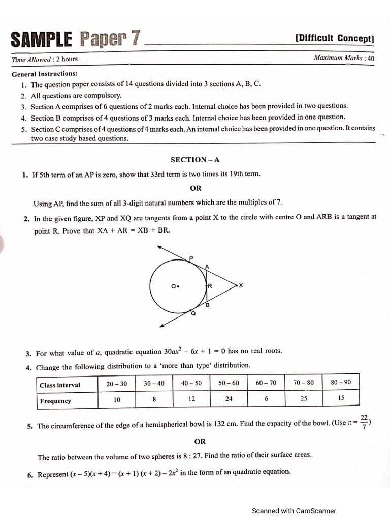 Sample Paper - 7 Maths EAD | PDF