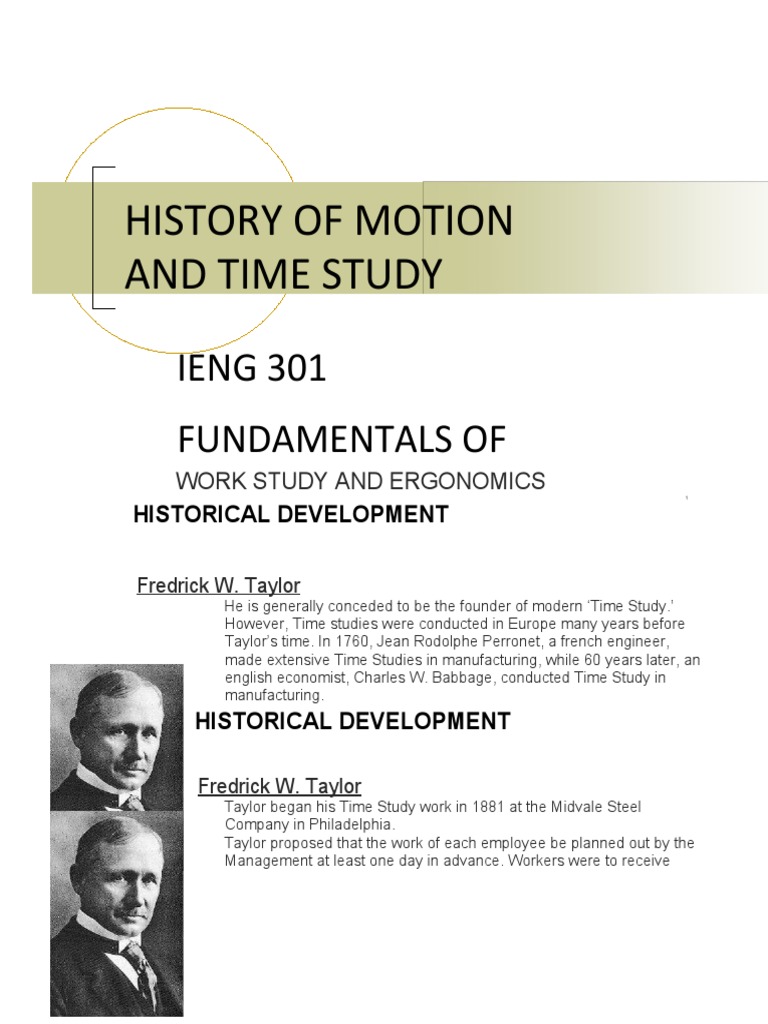 History of Motion and Time Study | PDF