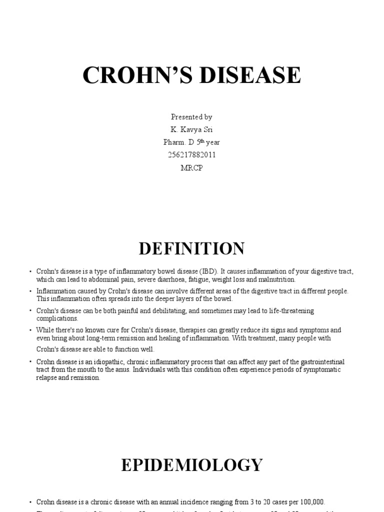 Crohns Disease Ppt Pdf Crohns Disease Inflammatory Bowel Disease