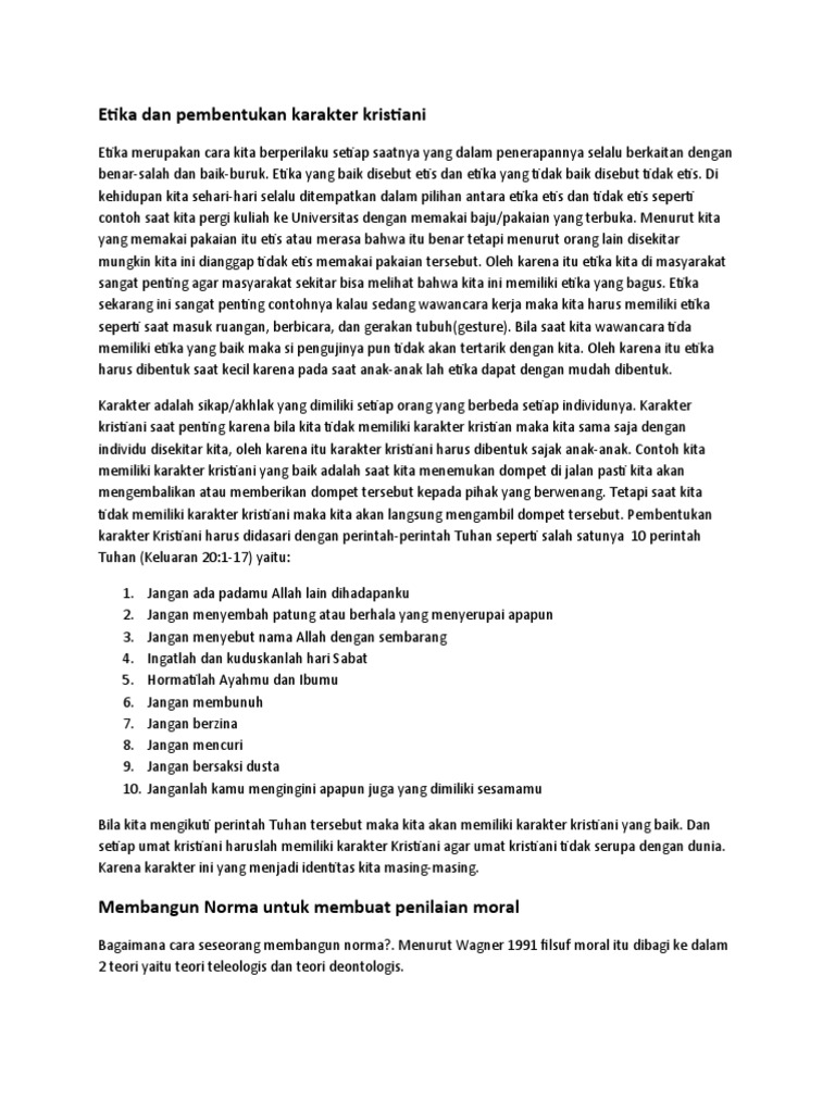 Karakter Kristiani dan Etika Moral | PDF